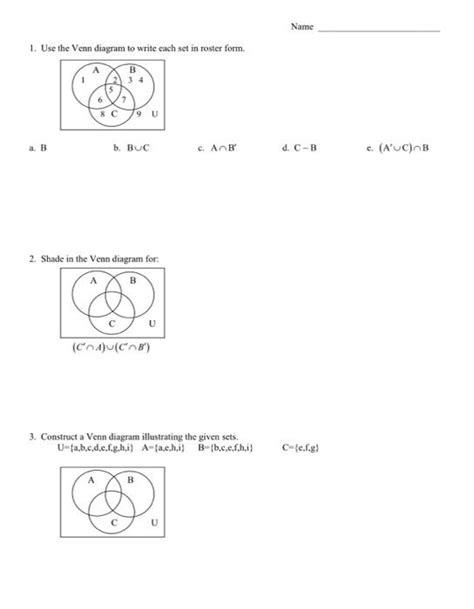 Solved 1 Use The Venn Diagram To Write Each Set In Roster