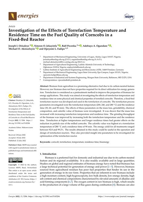 Pdf Investigation Of The Effects Of Torrefaction Temperature And
