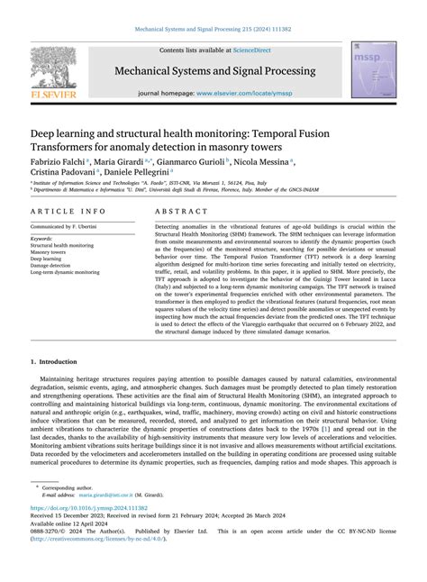 Pdf Deep Learning And Structural Health Monitoring Temporal Fusion Transformers For Anomaly
