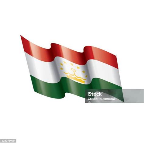 타지 키스탄 플래그 흰색 배경 벡터 일러스트 레이 션 0명에 대한 스톡 벡터 아트 및 기타 이미지 0명 3차원 형태 국기 Istock