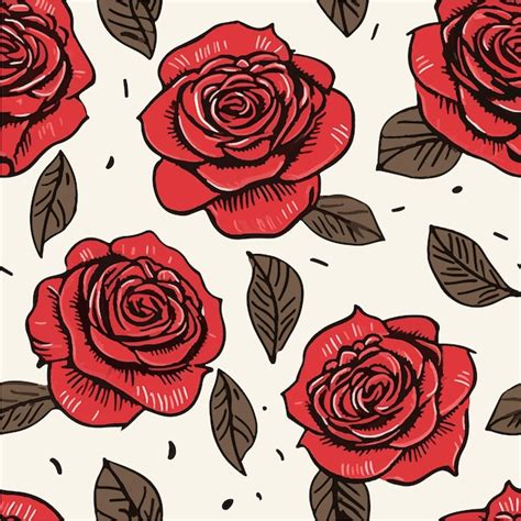 Premium Vector Rose Seamless Pattern Vector