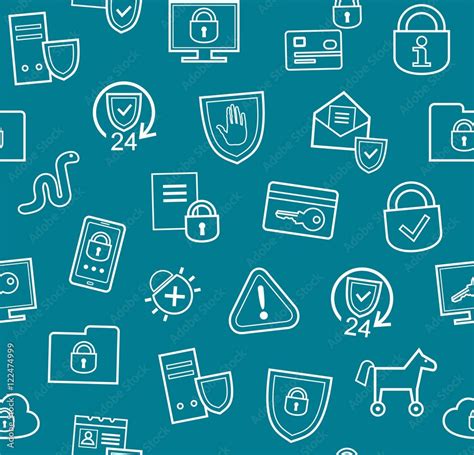 Information Protection Seamless Pattern Blue Flat Information Technology Data Security