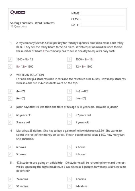Money Word Problems Worksheets For Th Grade On Quizizz Free