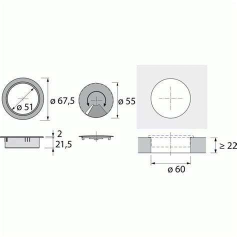 Passe Câbles Plastique Rond Diamètre 60 Mm Finition Chromé Mat Devis