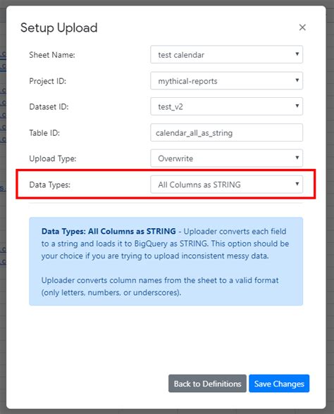 Data Types All Columns As STRING Mythical Reports