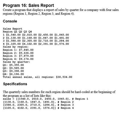 solved program 16 sales report create a program that