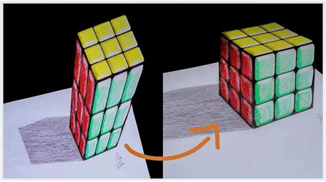 D Drawing Illusion Rubik S Cube Anamorphose In Rubiks Cube Illusions D Drawings