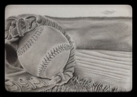Graphite Baseball And Glove Drawing By Jamie Malone Simple Baseball