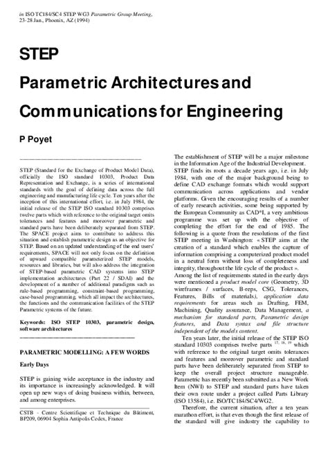 pdf step parametric architectures and communications for engineering