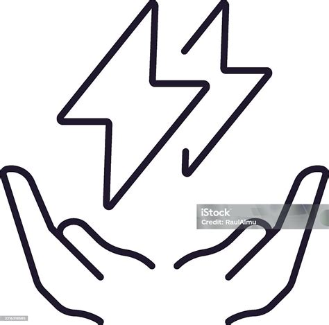 번개 위의 오픈 핸드 그래픽 디자인 웹 사이트 카드 서적 기사에 대한 격리 된 라인 아이콘 벡터에 대한 스톡 벡터 아트 및 기타 이미지 Istock
