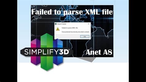 simplify3d resolvendo erro failed to parse xml file youtube