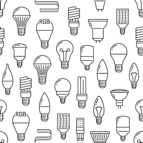 Premium Vector Light Bulb And Led Lamp Line Seamless Pattern Wrapping Paper Backdrop Fabric