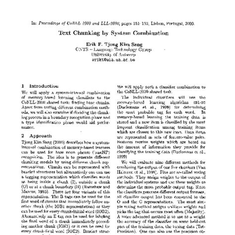 Text Chunking By System Combination Acl Anthology