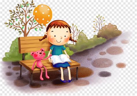 벤치 그림 바탕 화면 만화 일러스트 레이 터 아이 배경에 앉아 여자 기타 어린이 Png Pngegg