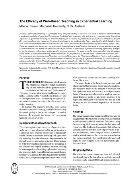 PDF The Efficacy Of Web Based Teaching In Experiential Learning
