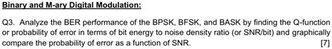 Solved Binary And M Ary Digital Modulation Q3 Analyze The Ber