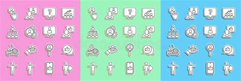 Set Line Team Leader Hand Like Question Mark Head Hunting Hierarchy Organogram Chart And