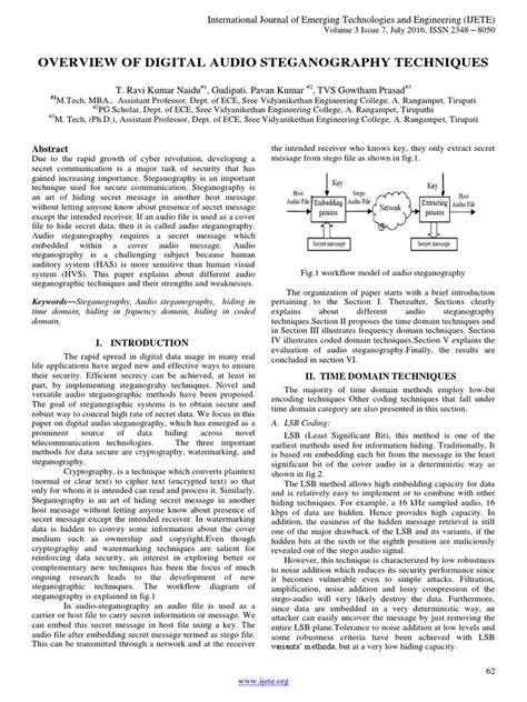 Overview Of Digital Audio Steganography Techniques Pdf Data Compression Cryptography