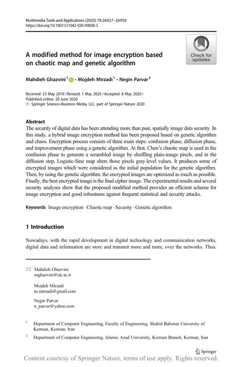 a modified method for image encryption based on chaotic map and genetic