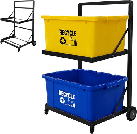Verssure Recycling Cart2 Tier Recycle Bin Cart With Wheels