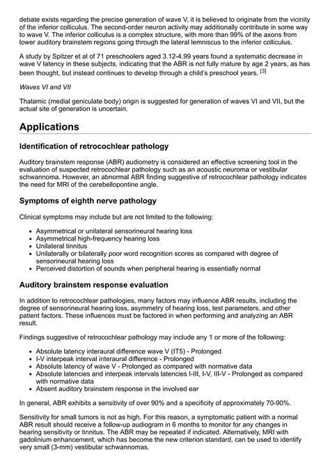 Auditory Brainstem Response Audiometry Overview Physiology