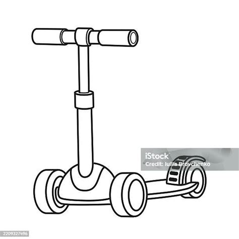 어린이의 세발 자전거 스쿠터 선형 그림 색칠 흰색 배경에 고립 된 색칠 0명에 대한 스톡 벡터 아트 및 기타 이미지 0명 교통수단 긴급 개념 Istock