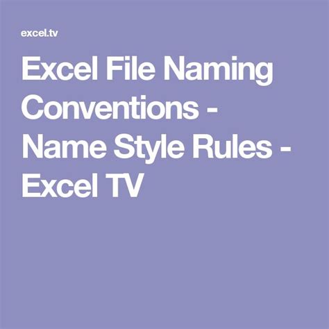 Excel File Naming Conventions Name Style Rules Excel Tv Style