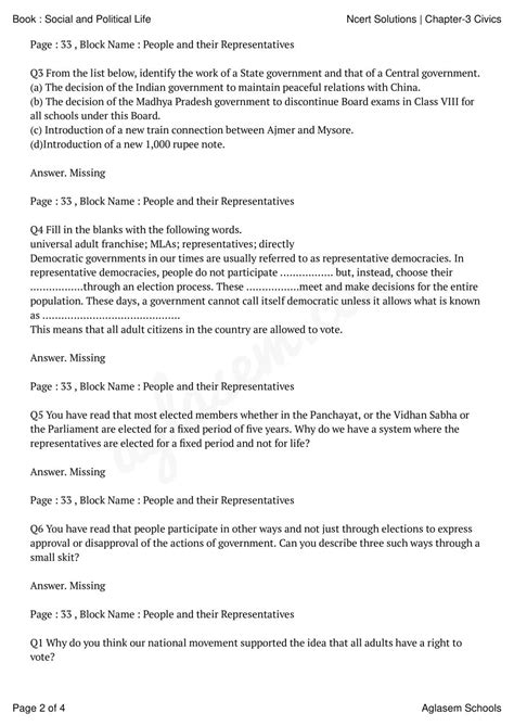 NCERT Solutions For Class 8 Civics Chapter 3 Parliament And The Making