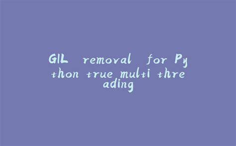 Gil Removal For Python True Multi Threading 拾光赋