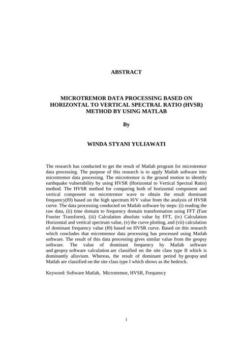 Pdf Abstract Microtremor Data Processing Based On Horizontal Digilibunilaacid266581