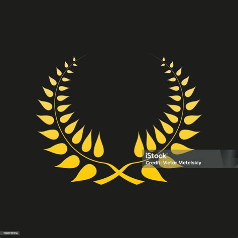 월계관 화 환 아이콘입니다 골든 수상과 승리 기호입니다 트로피 및 상금 수 상자에 대 한 벡터 일러스트입니다 메달에 대한 스톡 벡터 아트 및 기타 이미지 Istock