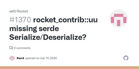 Rocketcontribuuiduuid Missing Serde Serializedeserialize · Issue