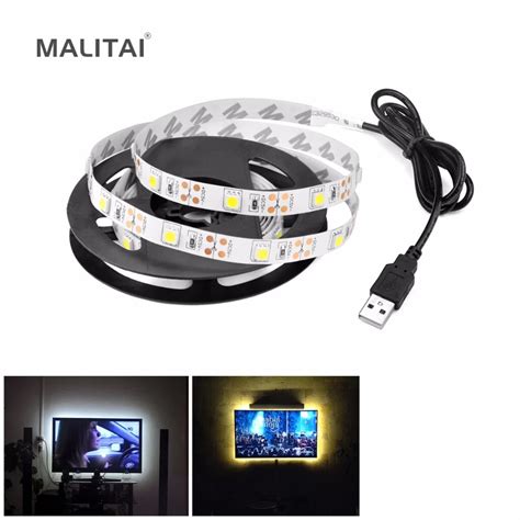 TV Backlight Bias Lighting 5050 LED Strip Lights Waterpoof Tape Mini USB Cable Decoration Lamp