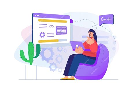 Premium Vector Programmer Working Concept With People Scene Vector Illustration