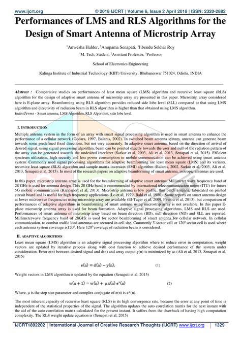 Pdf Anwesha Halder A Senapati And J S Roy “performances Of Lms And Rls Algorithms For