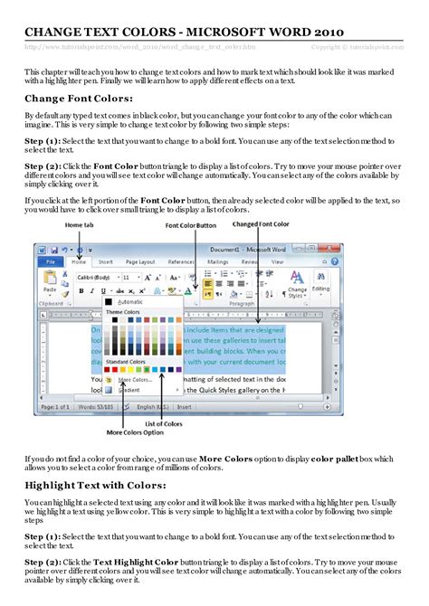SOLUTION Microsoft Word Tutorial On Changing Text Color Studypool
