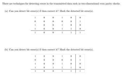 Solved There Are Techniques For Detecting Errors In The
