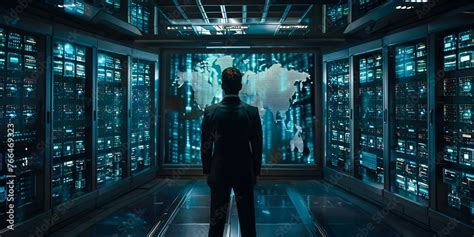 A Male Cybersecurity Analyst Monitors Network Traffic In A High Tech Security Operations Center