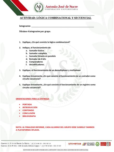 Taller LÓgica Combinacional Y Secuencial Pdf