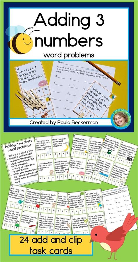 Spring Adding Numbers Word Problems Within Addends Task Cards Word Problems Solving