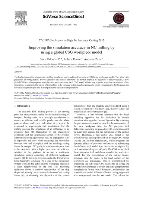 Pdf Improving The Simulation Accuracy In Nc Milling By Using A Global Csg Workpiece Model