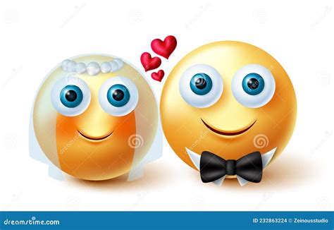 Smileys Wedding Couple Vector Design 3d Emoji Bride And Groom Lovers