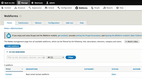 make the webforms menu item a top level item instead of under