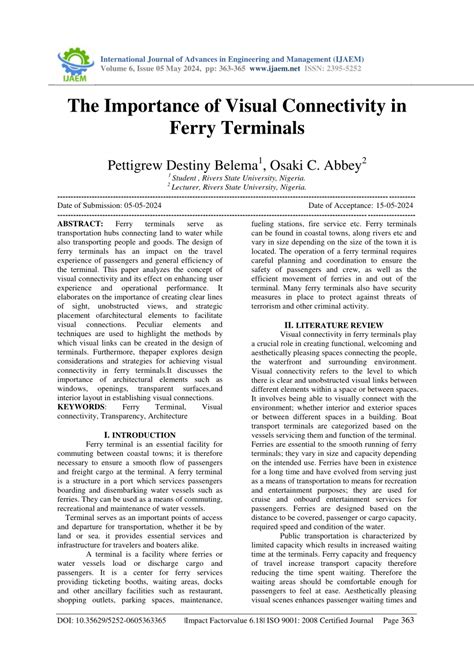 Pdf The Importance Of Visual Connectivity In Ferry Terminals