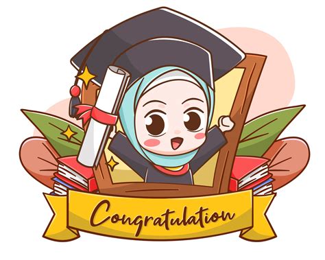 Cute Greeting Card Of Graduation Cartoon Illustration 21921538 Vector