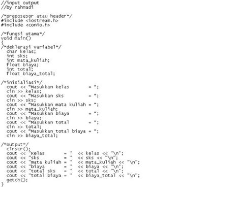 Code Modul 2 Bahasa C C Input Proses Output Auliasoft