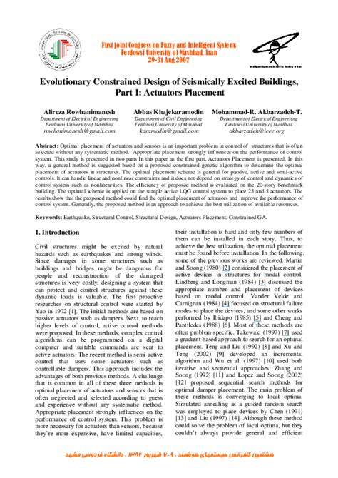 Pdf Evolutionary Constrained Design Of Seismically Excited Buildings