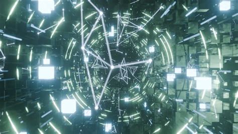 Plexus Of Abstract Neon Geometrical Lines With Moving Triangles And Dots Free Stock Video