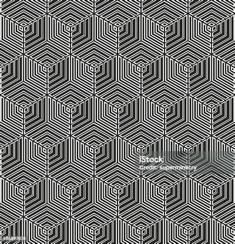 Monochrome Hexagonal Grid Pattern Stock Illustration Download Image
