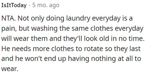 husband gains weight and has only set of work clothes that fit now